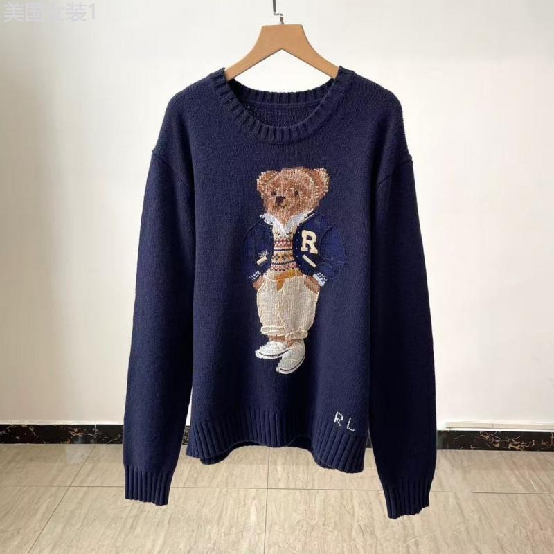 Women's Autumn Embroidered Baseball Sweater - Cartoon Bear Design ...