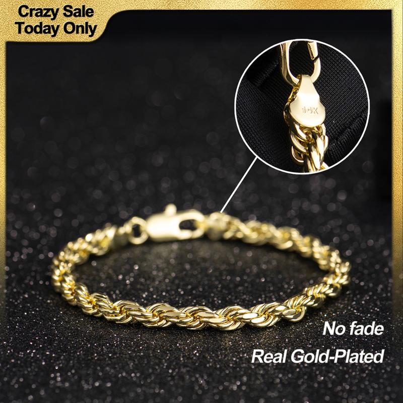 Holylegend 14K Real Gold-Plated Rope Cuban Concave Figaro Byzantine ...