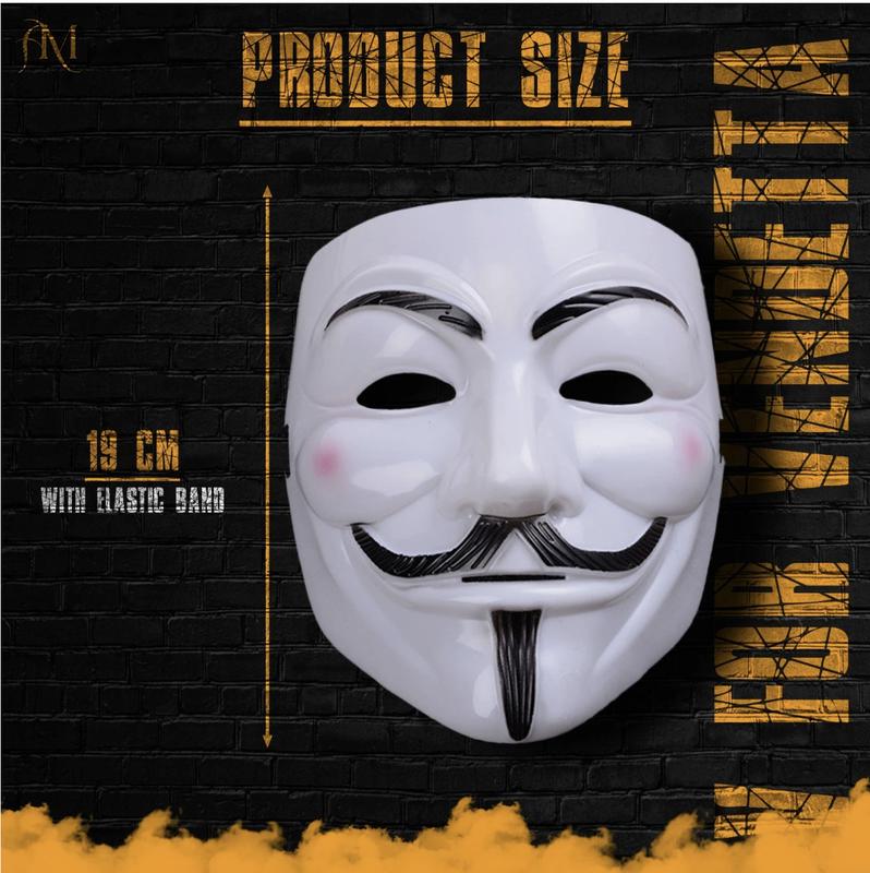 Pack of 2 V for Vendetta Mask Fawkes Anonymous Hacker Halloween Party ...
