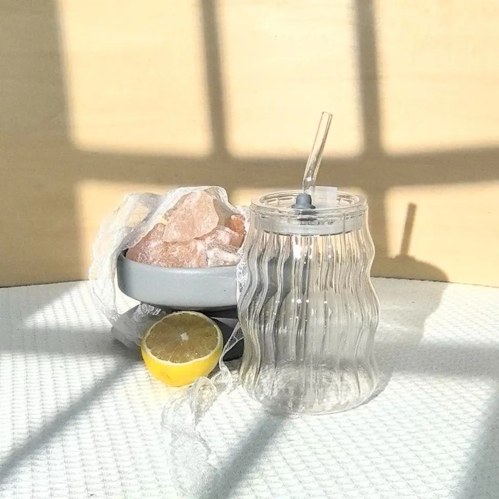 Cloud Glass Cup Drinkware Lid Stylish Fruit Reusable Round Straw Mug ...