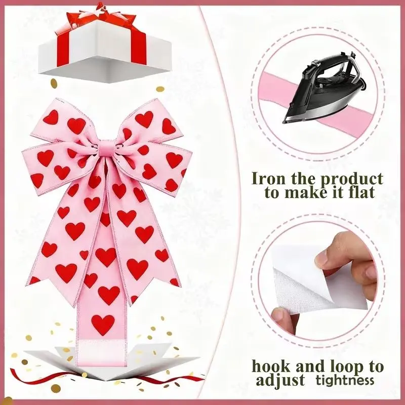 Valentine's Day Pink Heart Large Bow Decoration - 79x2.4 Inches ...