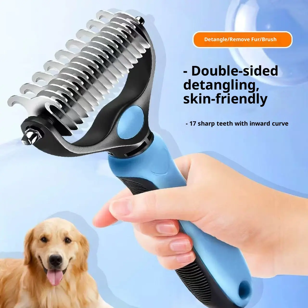Pain-Free Dematting Undercoat Rake for Pets, Double-Sided Shedding ...