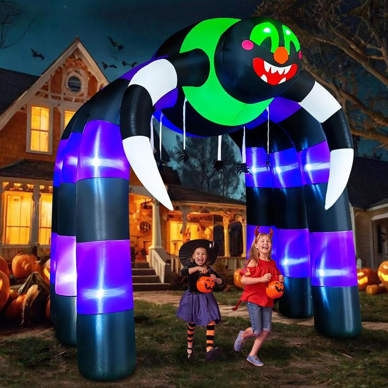 10 Ft Halloween Inflatable Spider Archway Decoration LED Light Up Giant ...