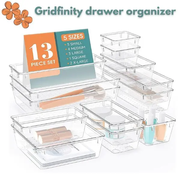 13 PCS Gridfinity Drawer Organizer Set – Clear Plastic Storage Bins ...