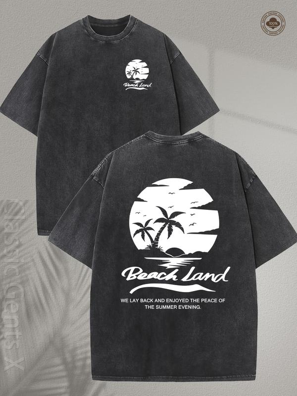 Men'S & Women'S 230g Heavyweight Washed T-Shirt - Double-Sided Tropical ...