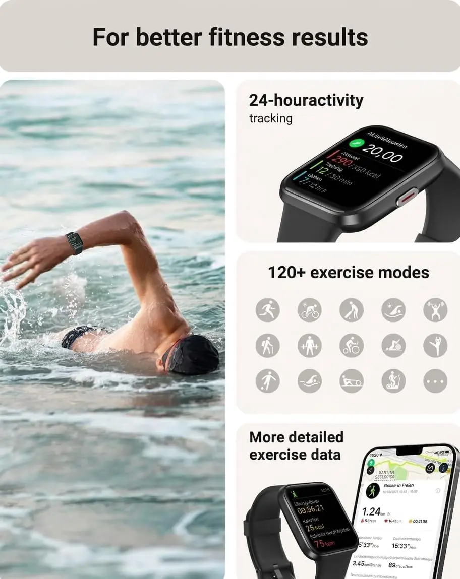 Smart Watch for Men Women with Call Answer/Dial, 1.8'' HD Screen ...