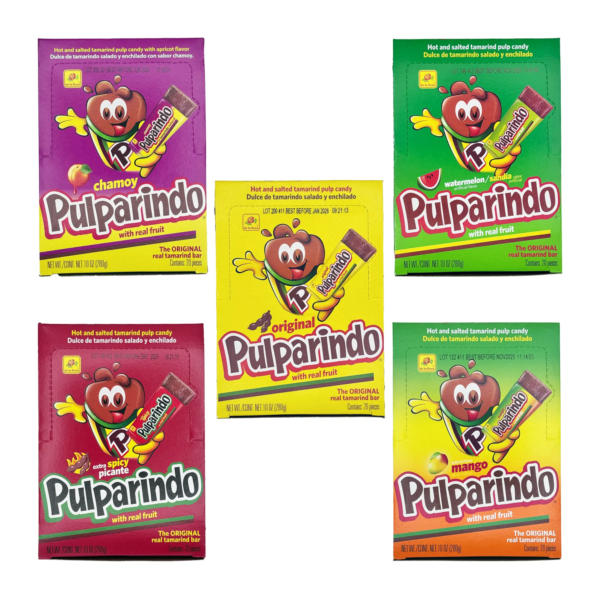 De La Rosa Pulparindo 20 Count – Original Tamarindo, Extra Spicy, Mango ...