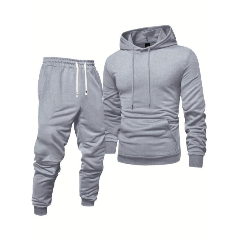 3-Pack Men'S Casual Sports Hoodie and Sweatpants Set, Solid Color, Long ...