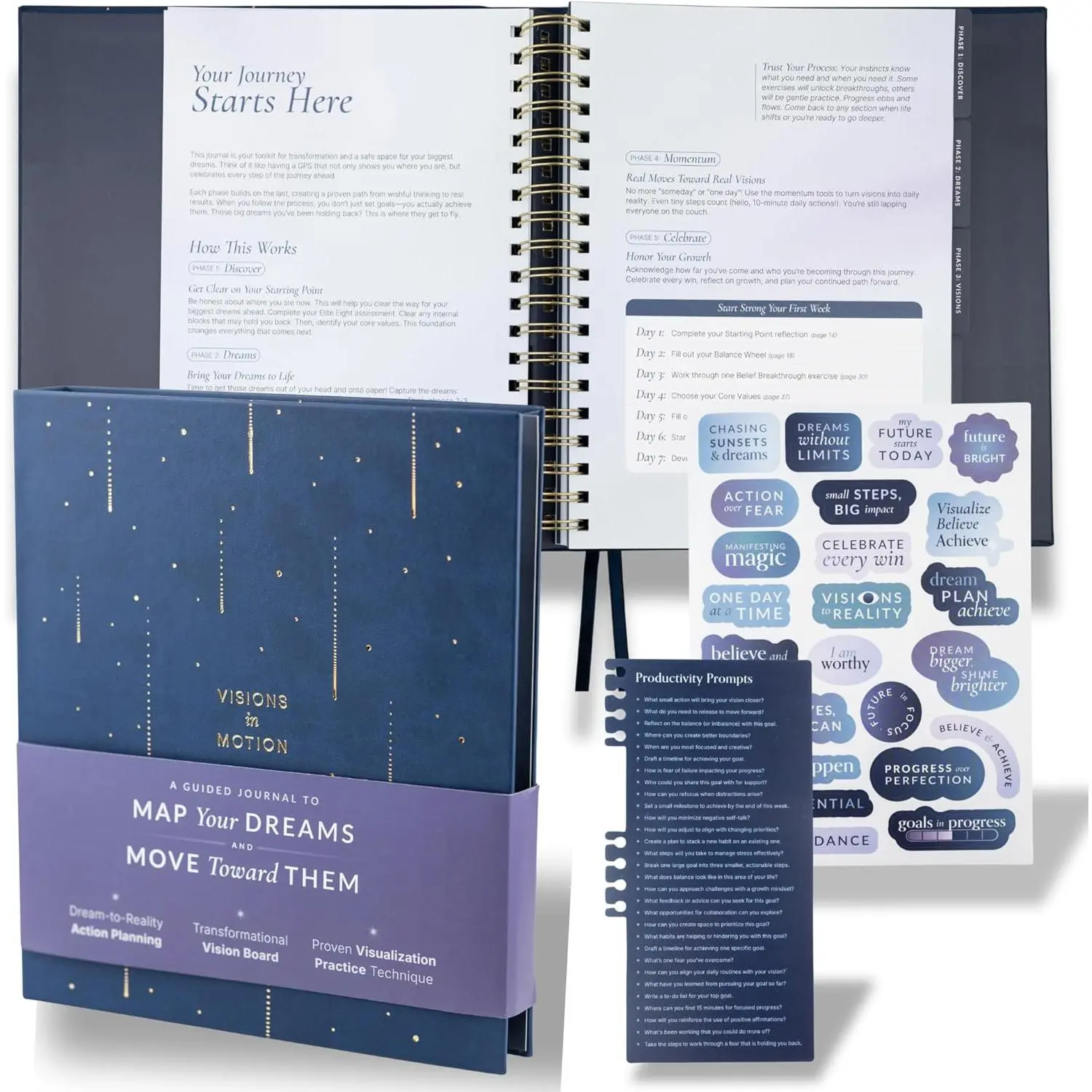 Manifestation Journal & Vision Board Kit Guided Journal | Goal Planner ...