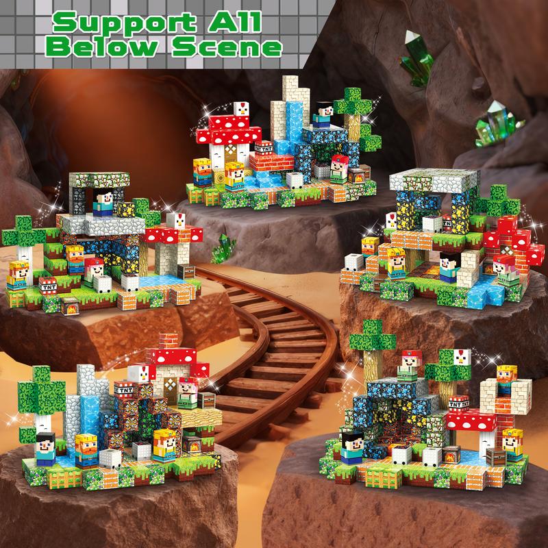 Magnetic Blocks-200PCS Mine Adventure Series,STEM Montessori Sensory ...