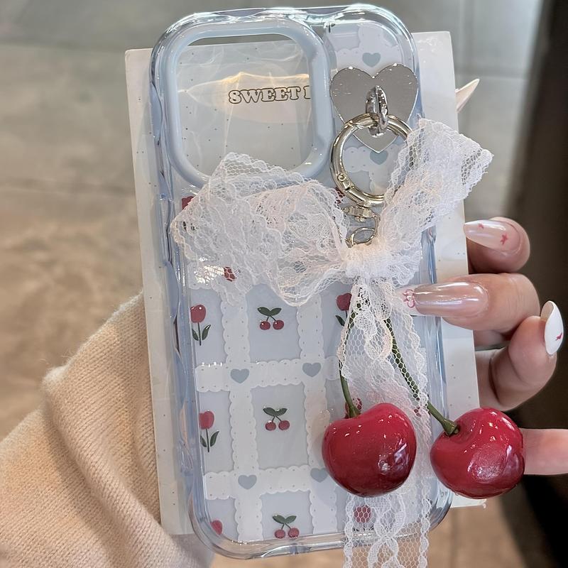 [Wavy Jelly Phone Case] Adorable Wavy Jelly Phone Case with Red Cherry ...