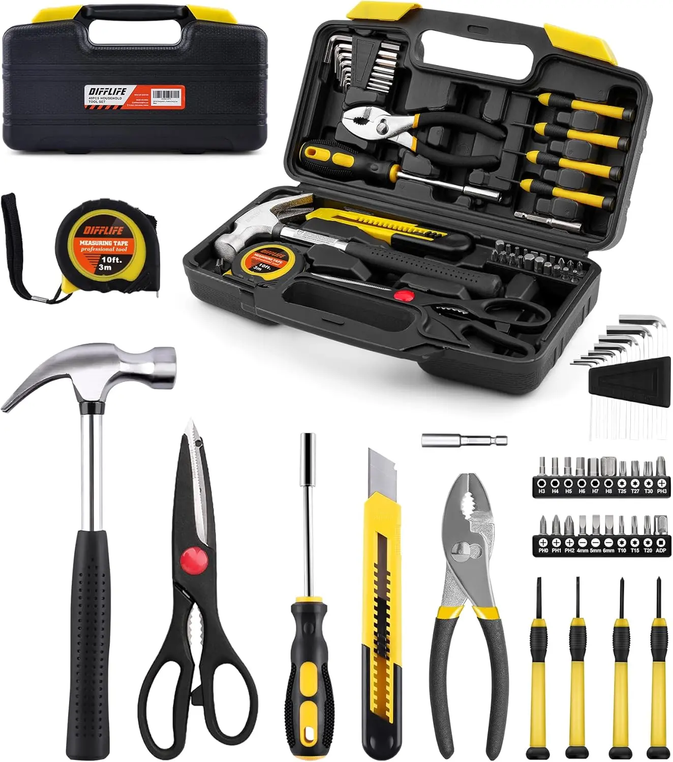 40-Piece Tool Set - General Household Hand Tool Kit with Plastic ...