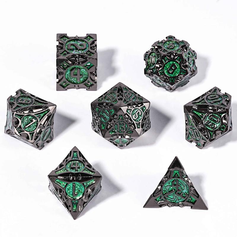 Multi-sided Dice Spiked Metal DND Dice Set Black Nickel Red & Black ...