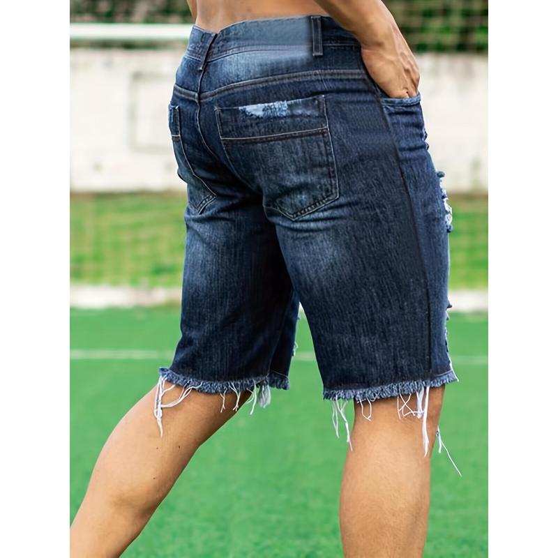 Ripped Denim Shorts, Men's Casual Street Style Is Suitable for Do the ...