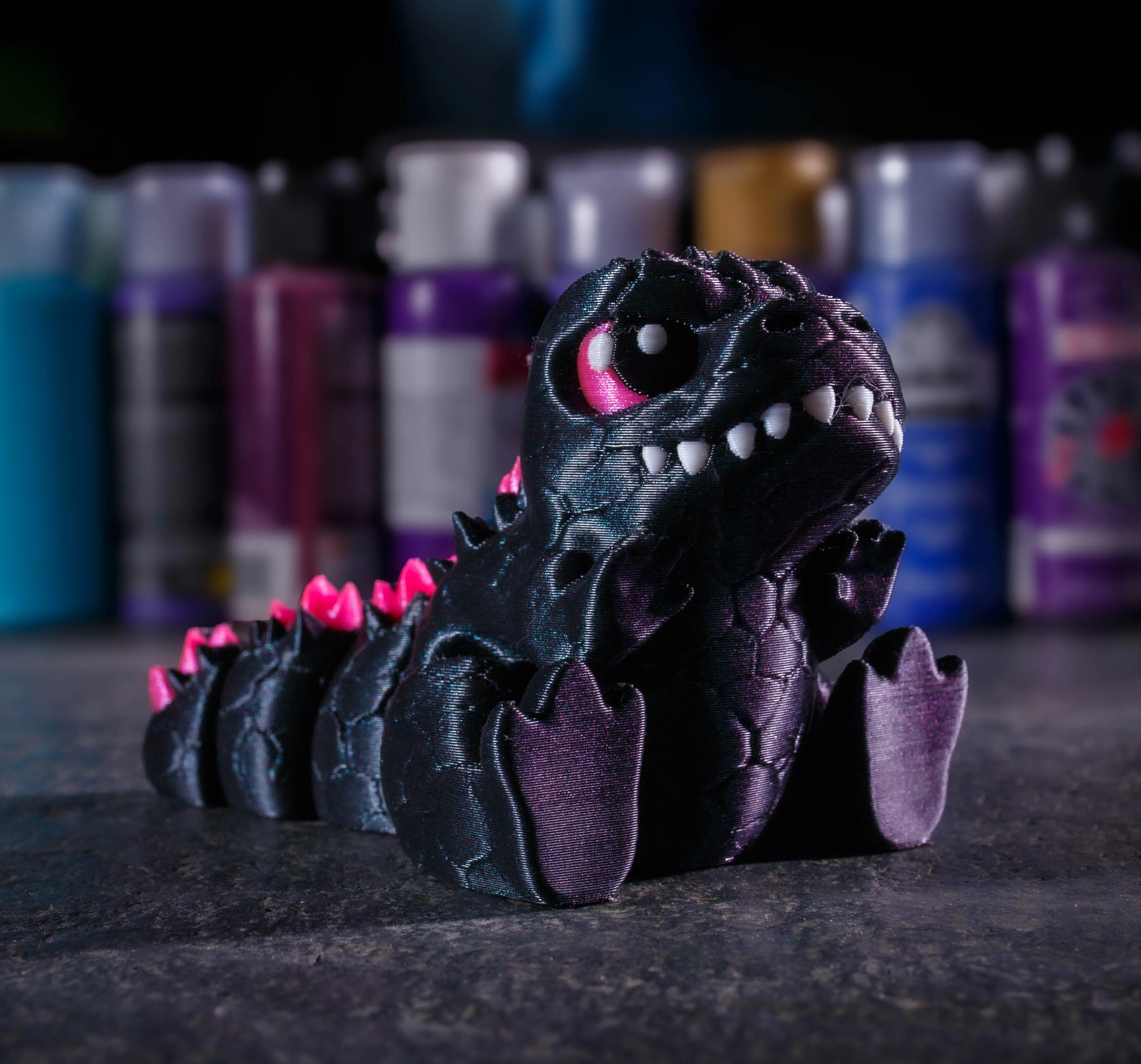 3D printed articulated chibi godzilla artistic flexi fidget sensory toy ...
