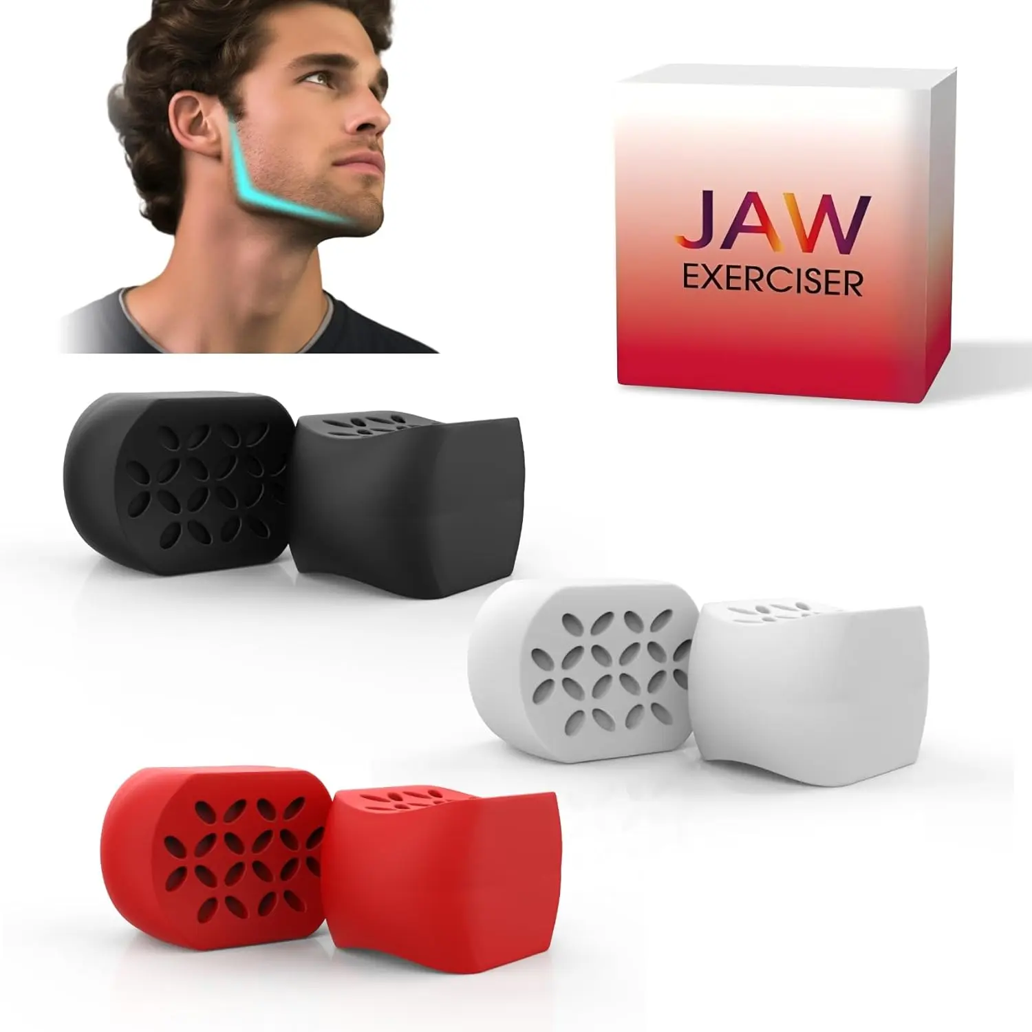 Jawline Exerciser for Men & Women, 2 Pack Portable jaw strengthener ...
