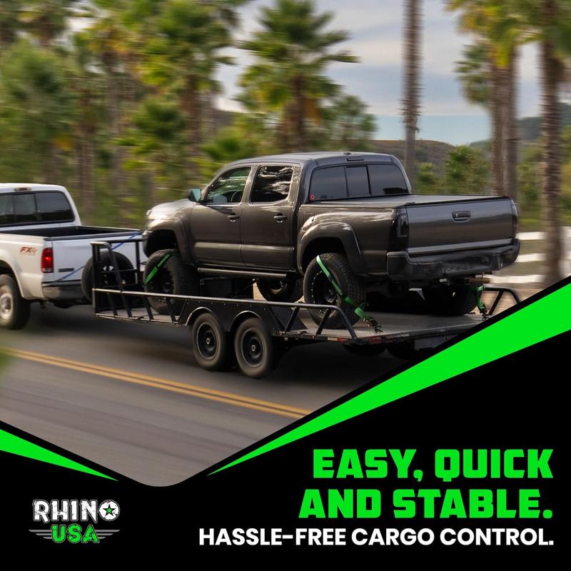 Rhino USA Car Tie Down Straps for Trailers with Snap Hooks (4-Pack) 10 ...