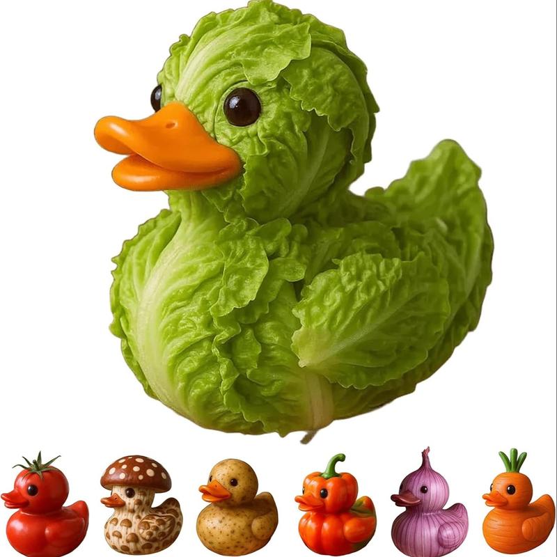 Fun Vegetable Theme Duck Statue, 3D Creative Decor Gift, Unique Duck ...