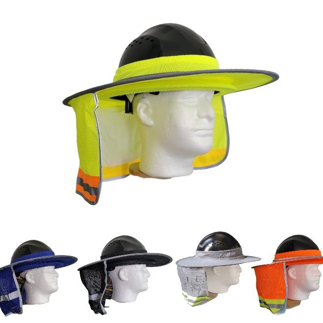 Construction Hat Sun Protección Visors, Mesh Back, High Visibility ...