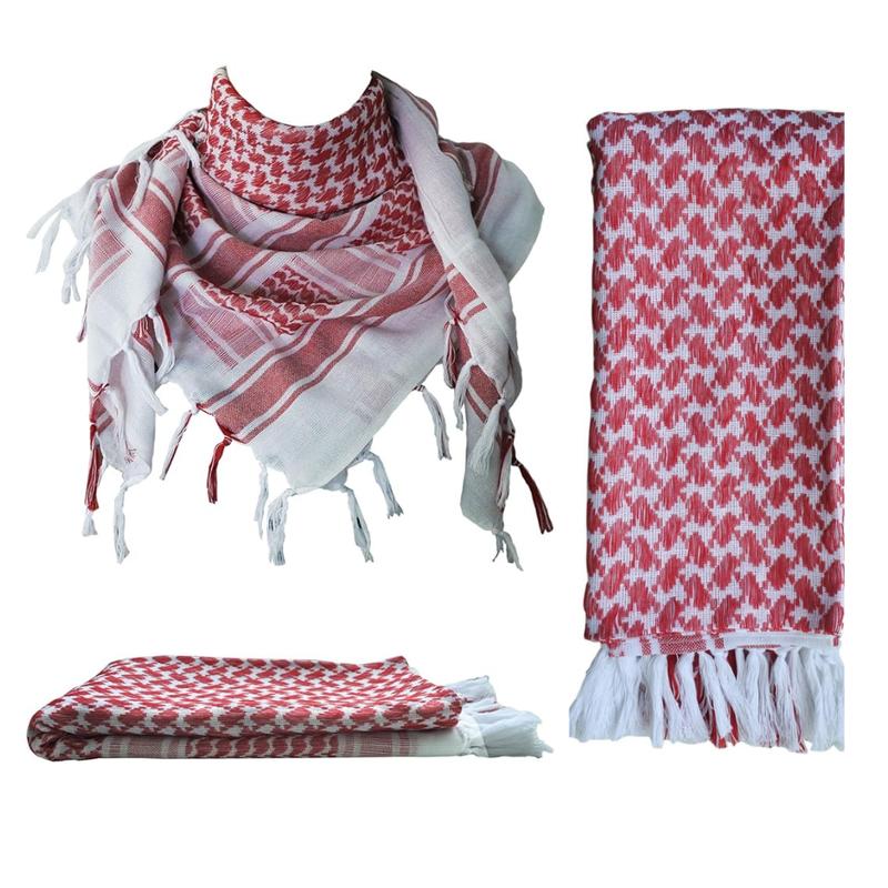 Authentic Kuffiyeh with Sharshoba | Red/White Cotton Traditional Scarf ...