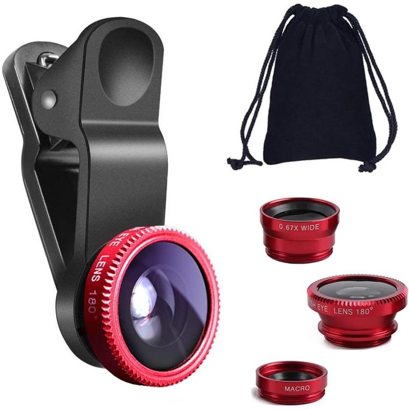 3 in 1 Universal Fish Eye Lens, Macro Clip Lens Wide-Angle Camera Lens ...