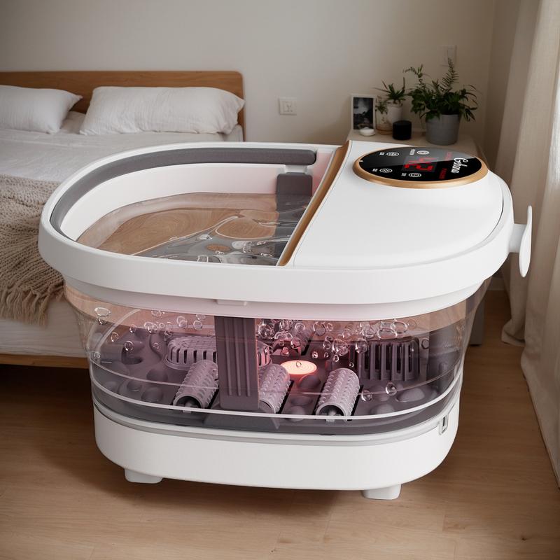 Collapsible Foot Spa Bath with Heat, Massage Rollers, Timer, Bubble ...
