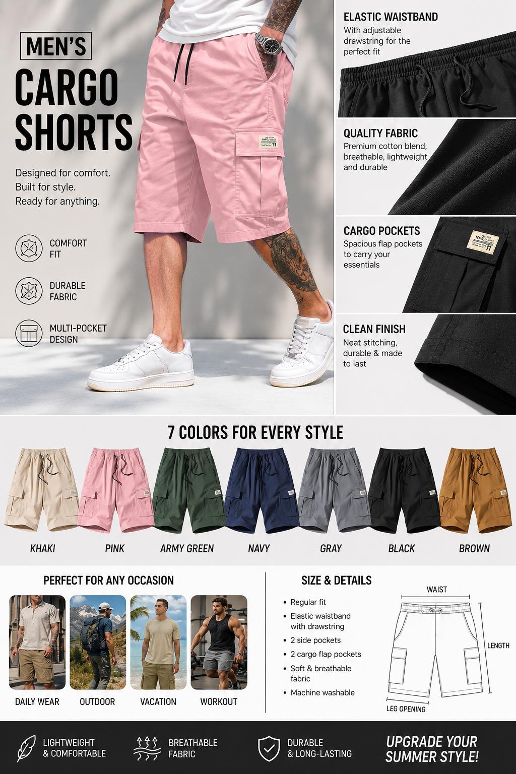 Men’s 3-piece slim shorts set — summer casual color-block drawstring ...