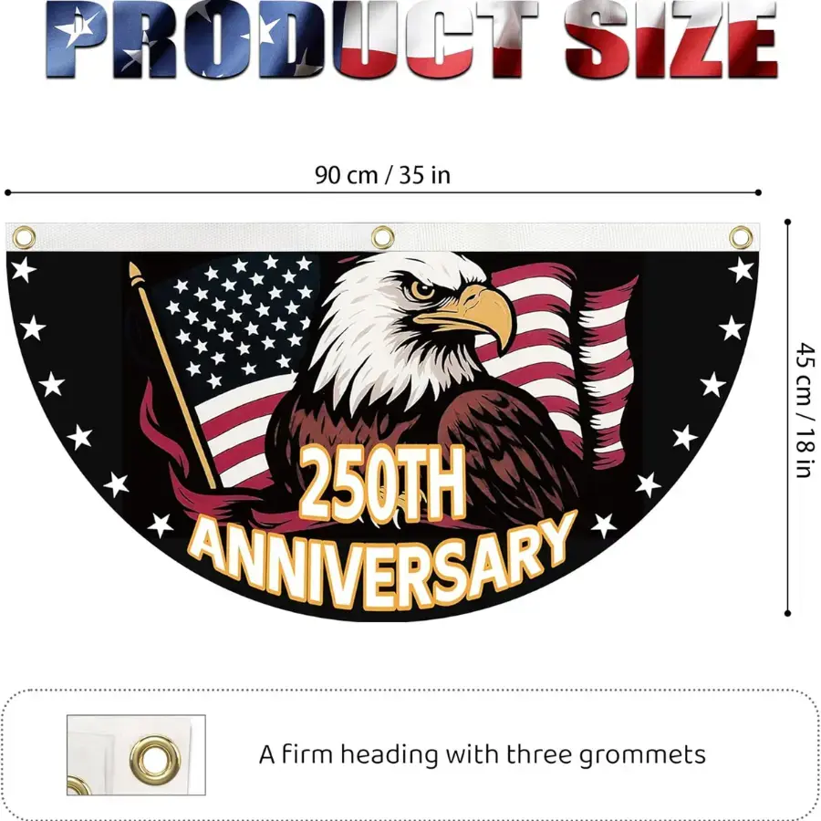 Patriotic Eagle American Flag Bunting Banner, America 250th Birthday ...