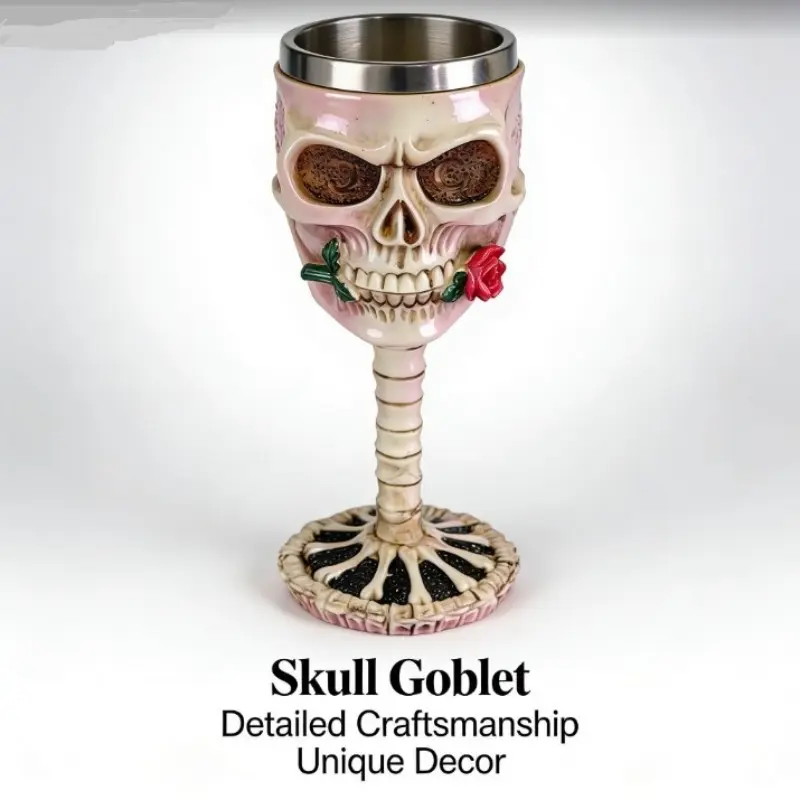 Gothic Rose Skull Tall Glass, Bone Dragon Cup, Stainless Steel ...