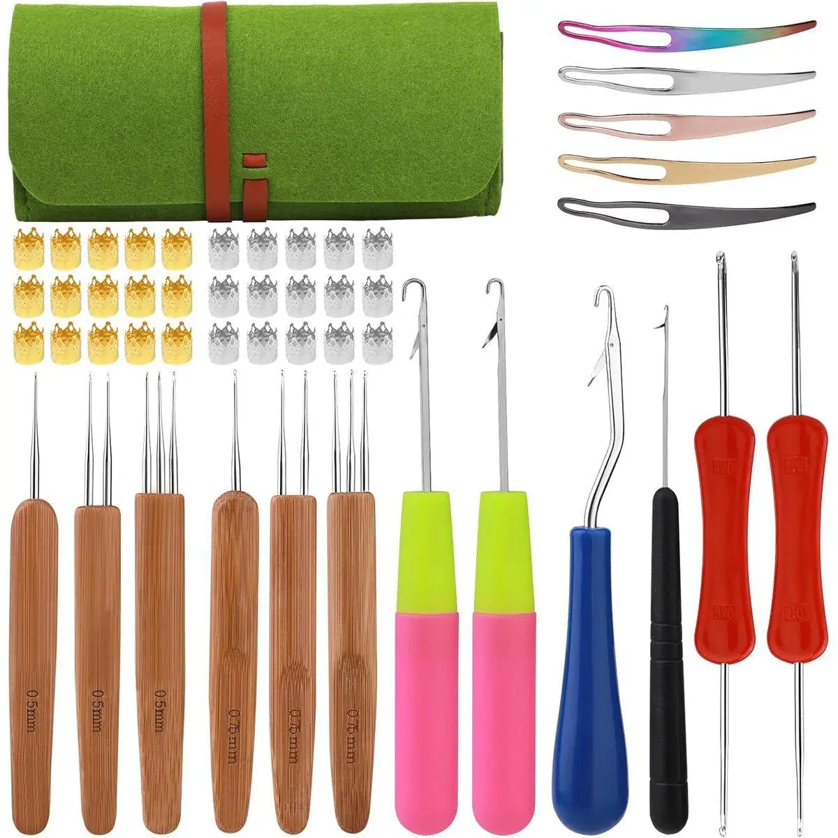 Loc Crochet Needle, 48 Pcs Dreadlock Crochet Hook Tool, 6 Dreadlock ...
