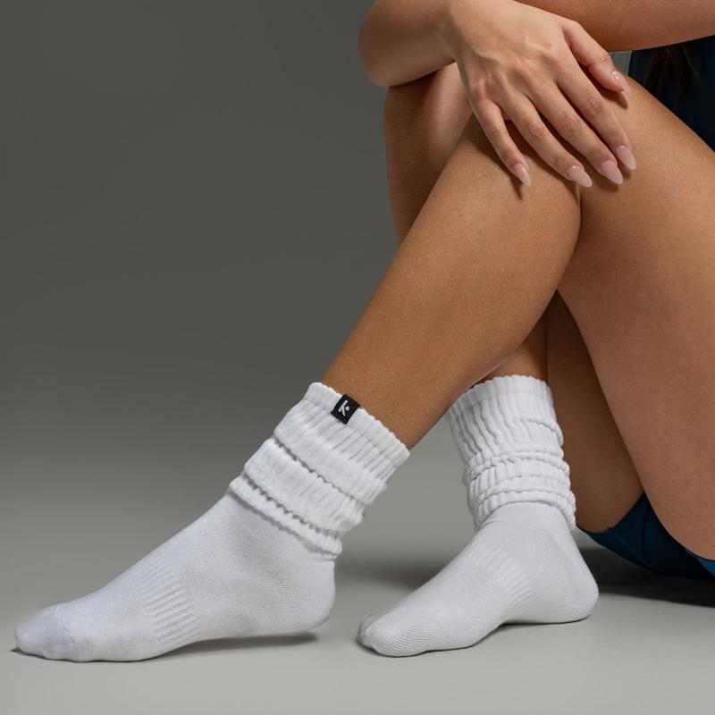 Kamo Fitness Cozy Womens 3-Pair Pack - Scrunch Long Crew Socks for ...
