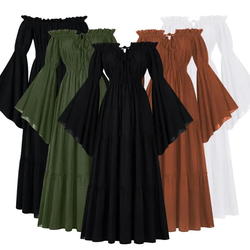 Women's Renaissance Irish Dress Off Shoulder Medieval Peasant Pirate ...