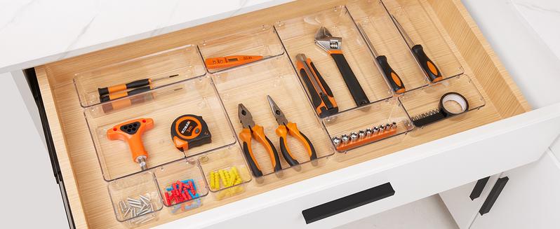 28 PCS Clear Drawer Organizer Set, 4 Sizes Acrylic Storage Bins for ...