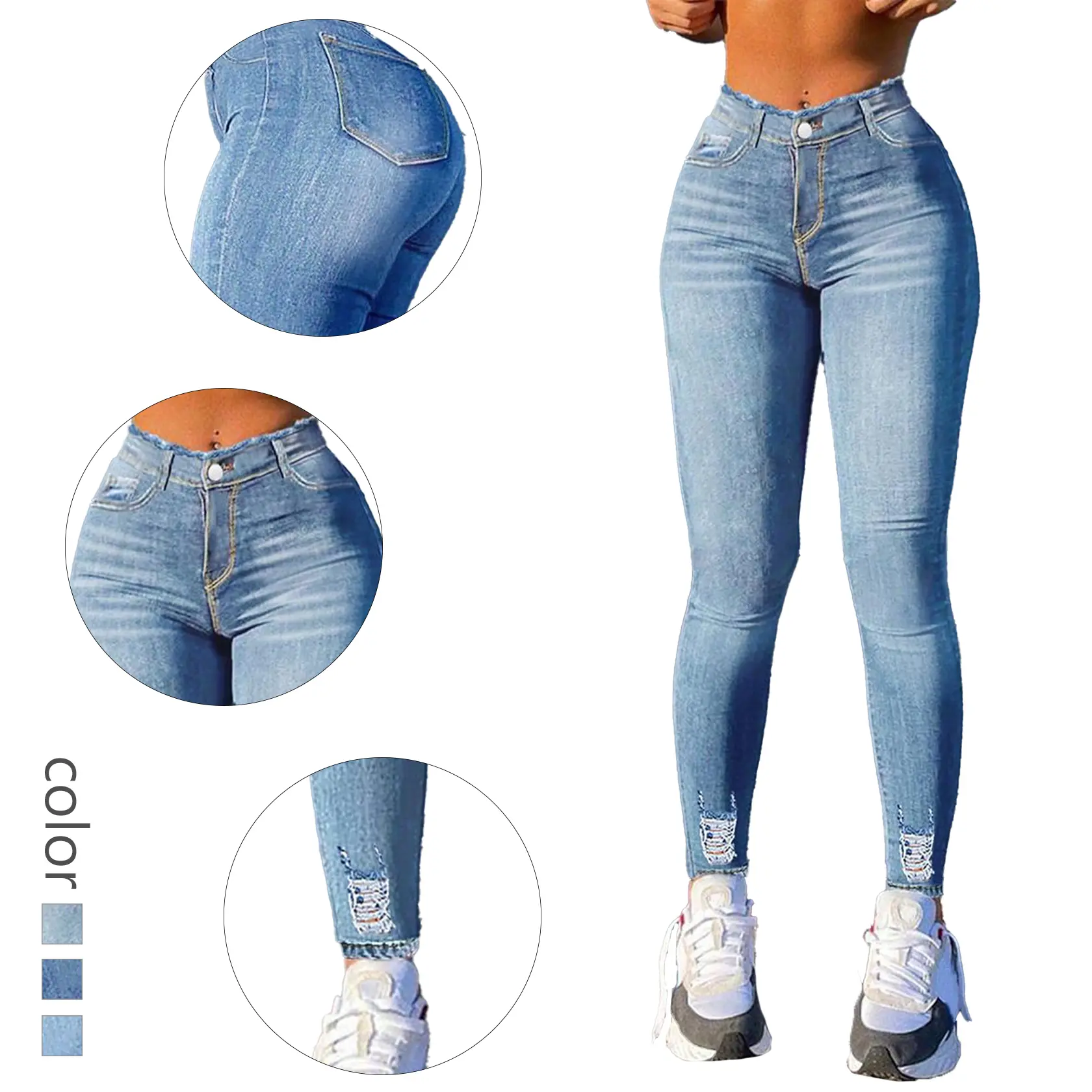 Women's High Waisted Stretchy Skinny Jeans Butt Lifting Slim Fit Denim ...