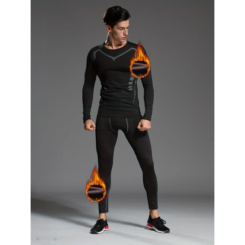 8pcs Set Men's Thermal Underwear with Plush Lining, Moisture-Wicking ...