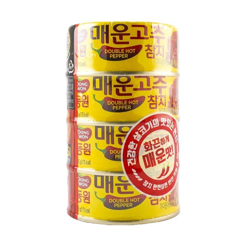DONGWON Double Spicy Tuna Can 135g x 4 Pack - Korean Style Hot & Savory ...