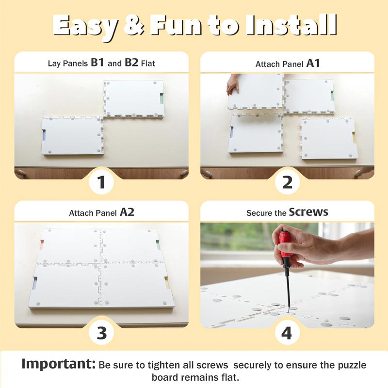 2-in-1 Rotating & Tilting Puzzle Board for 1500‑Piece Puzzles with 4 ...