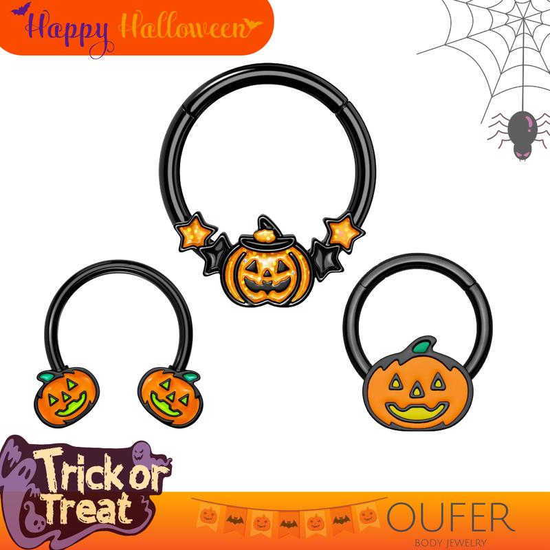 Oufer Halloween 16G Witchy Pumpkin w/Star Septum Nostril Piercing Nose ...