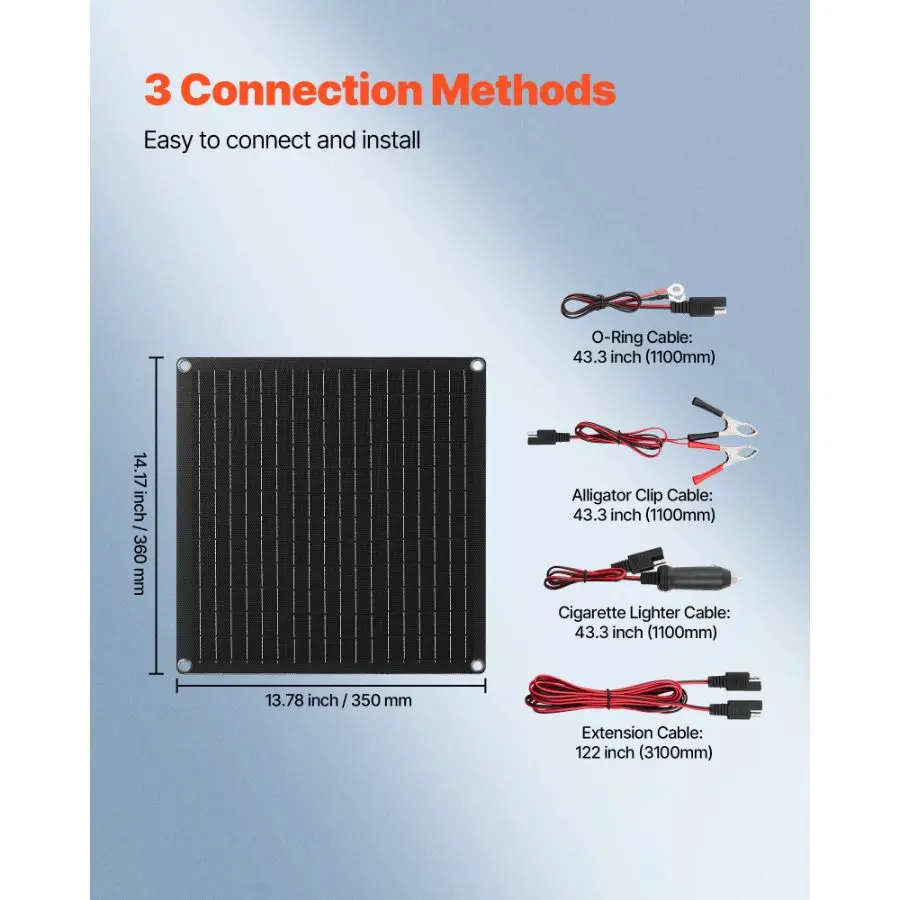 fathersdaygift VEVOR 20W 12V Solar Panel Battery Charger, Solar Battery ...