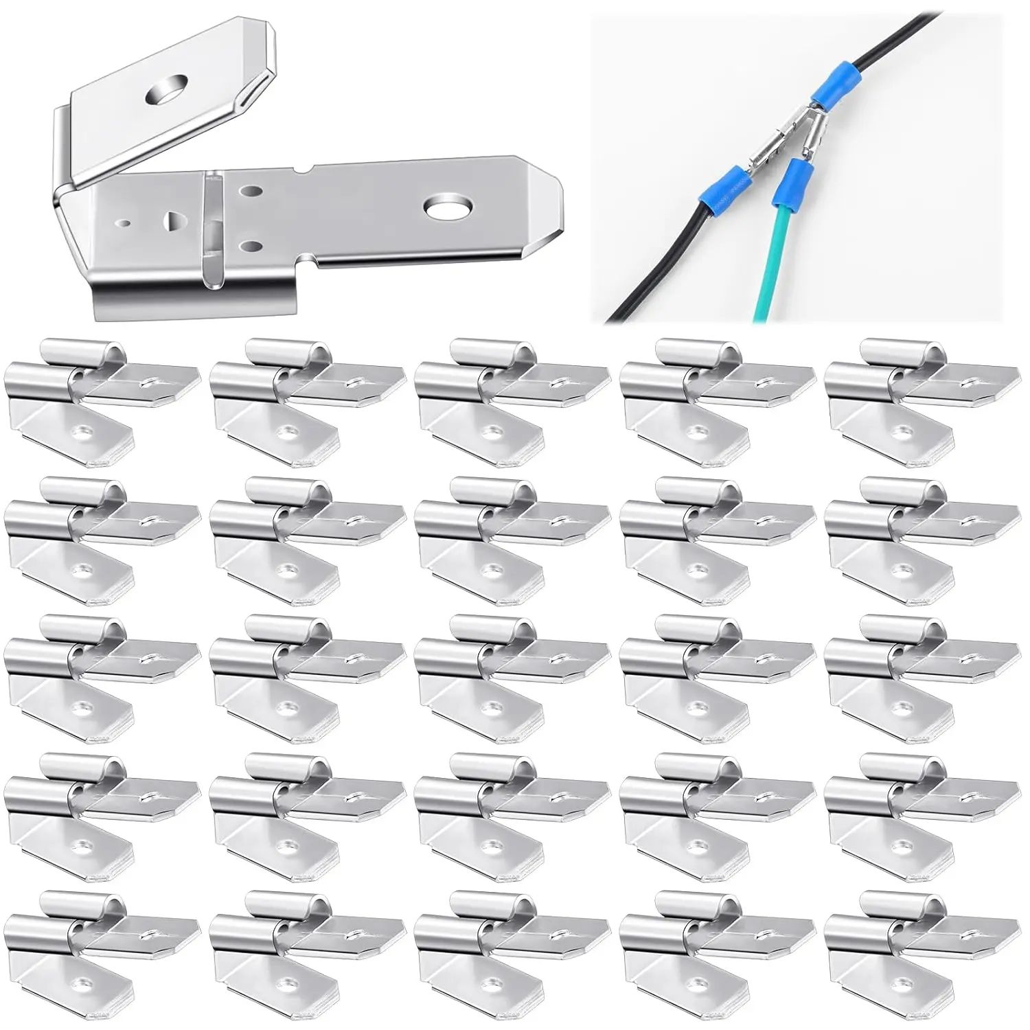 25 Pcs Double Piggyback Spade Connectors, Electrical Double Male Female ...