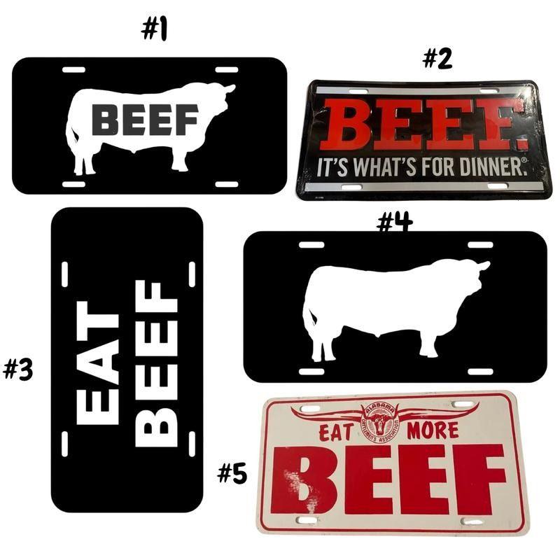 Eat Beef License Plate with Cow Silhouette – Metal Vanity Plate for ...
