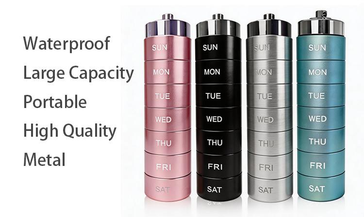 Metal travel pill organizer, portable stackable vitamin organizer for 7 ...