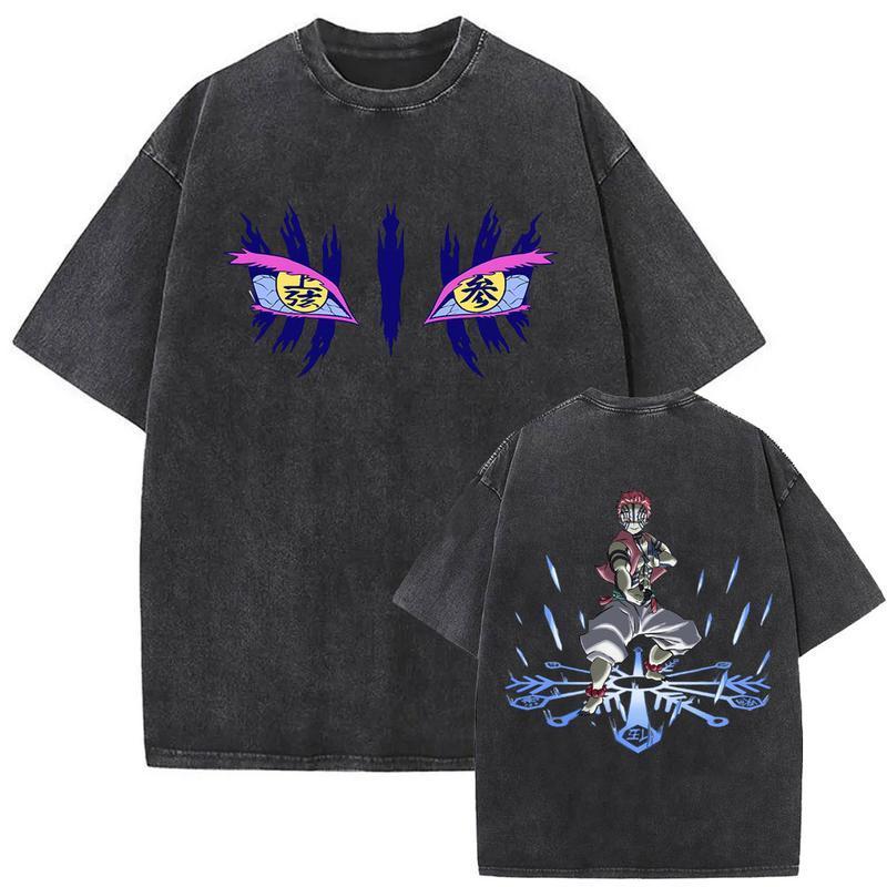 Washed Vintage Anime Demon Slayer Akaza Merch 2025 T-shirt Men Women ...