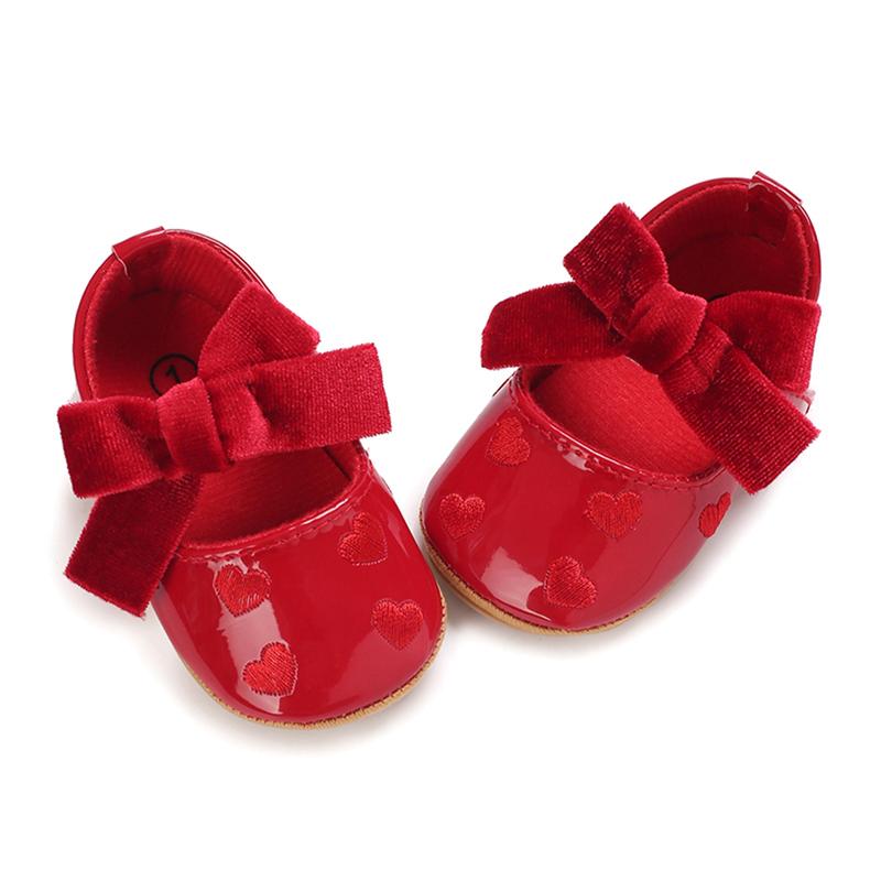 Baby Girls Cute Moccasinss Heart Pattern Bowknot Soft Sole PU Leather ...