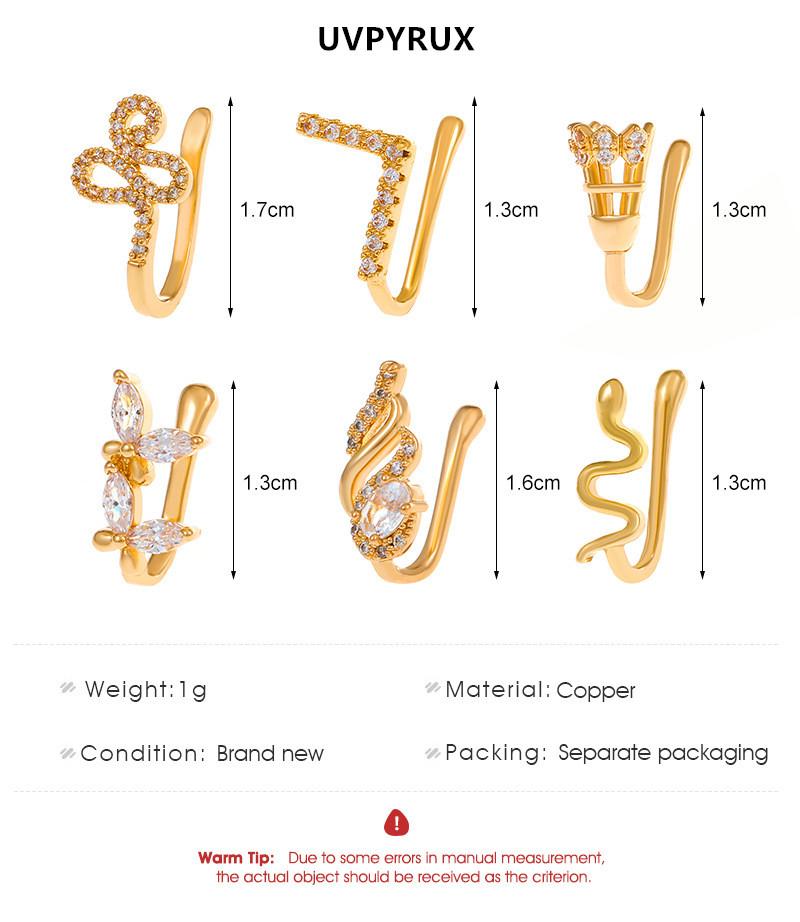 9Pcs Multi-Style Nose Jewelry Set | U-Shaped Star, Crown Zirconia Non ...
