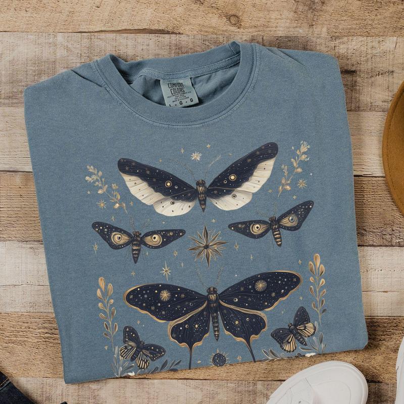 Comfort Colors Luna Moth TShirt, Wildflower Celestial Cottagecore Shirt ...