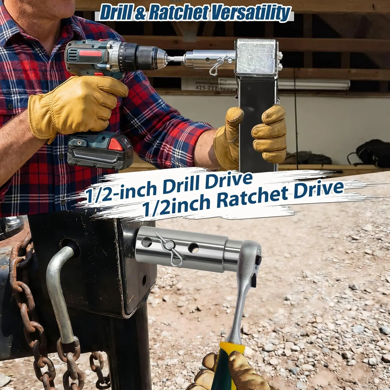 1Set Trailer Jack Drill Adapter, Upgraded Stainless Steel, Dual ...