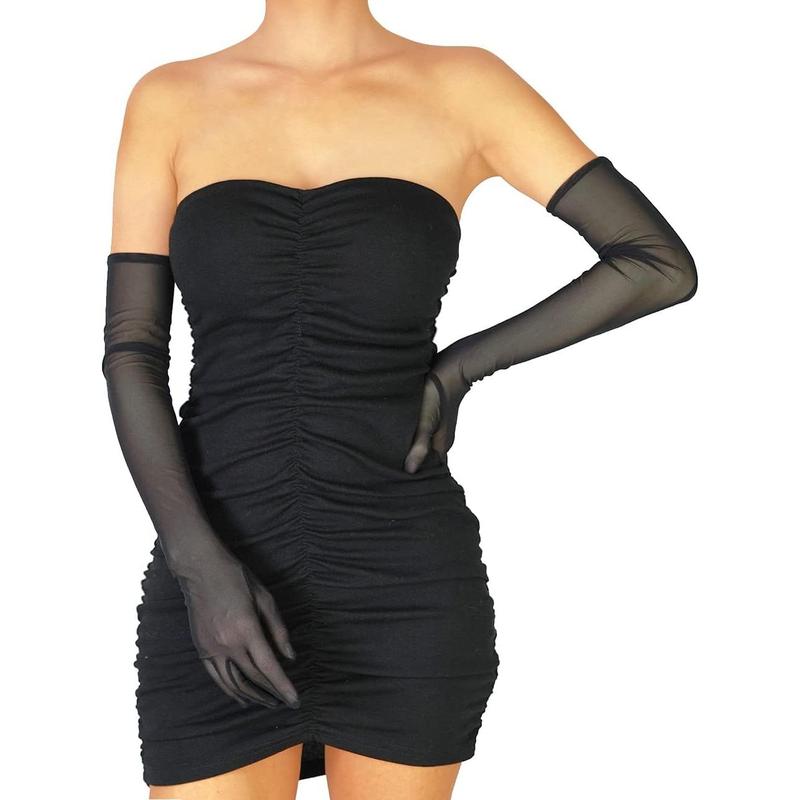 Women's 1920s Sexy Long Sheer Gloves Stretchy Mesh Tulle Gloves Opera ...