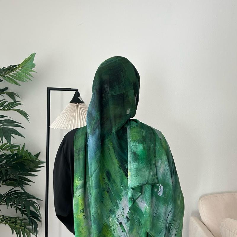 Green Forest Modal Hijab 180 x 70 cm Soft Modal Fabric Care: Hand Wash ...