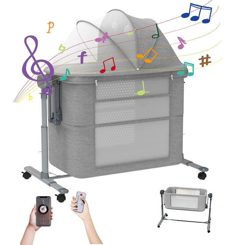 Electric Rocking Bassinet for Baby, 4 in 1 Baby Basinets Bedside ...
